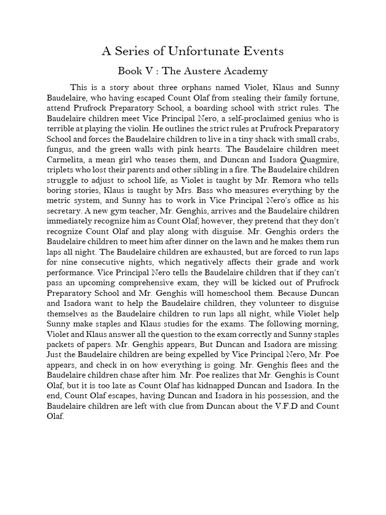 A Series of Unfortunate Events | PDF