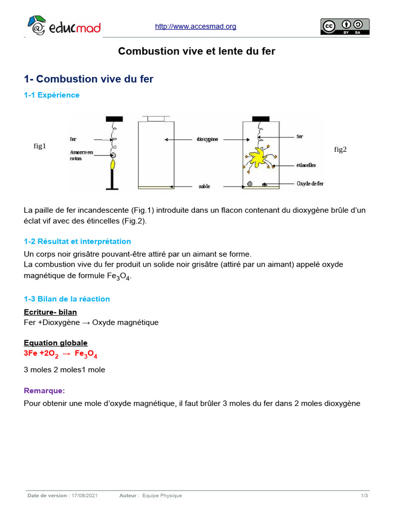 Combustion Vive Et Lente Du Fer | PDF