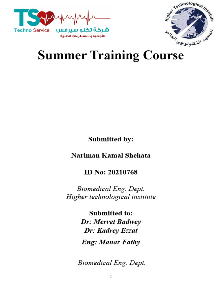 Summer Training Course: Submitted By: Nariman Kamal Shehata ID No ...