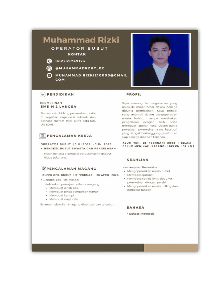 CV Operator Bubut | PDF