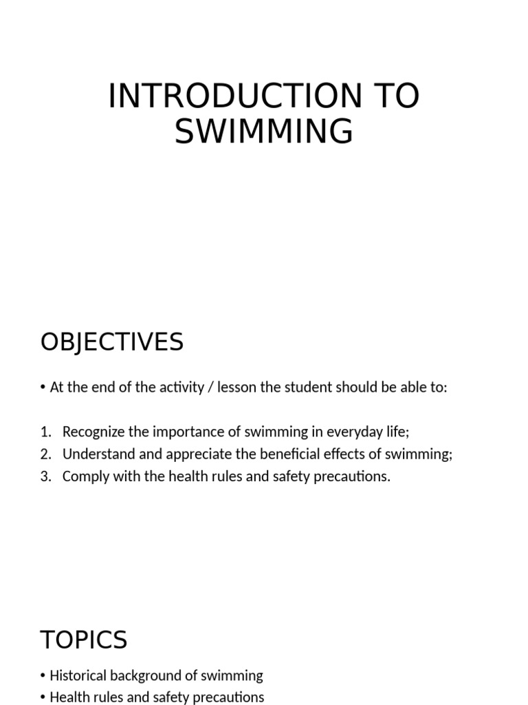 Basic Swimming Slide | PDF | Buoyancy | Wellness
