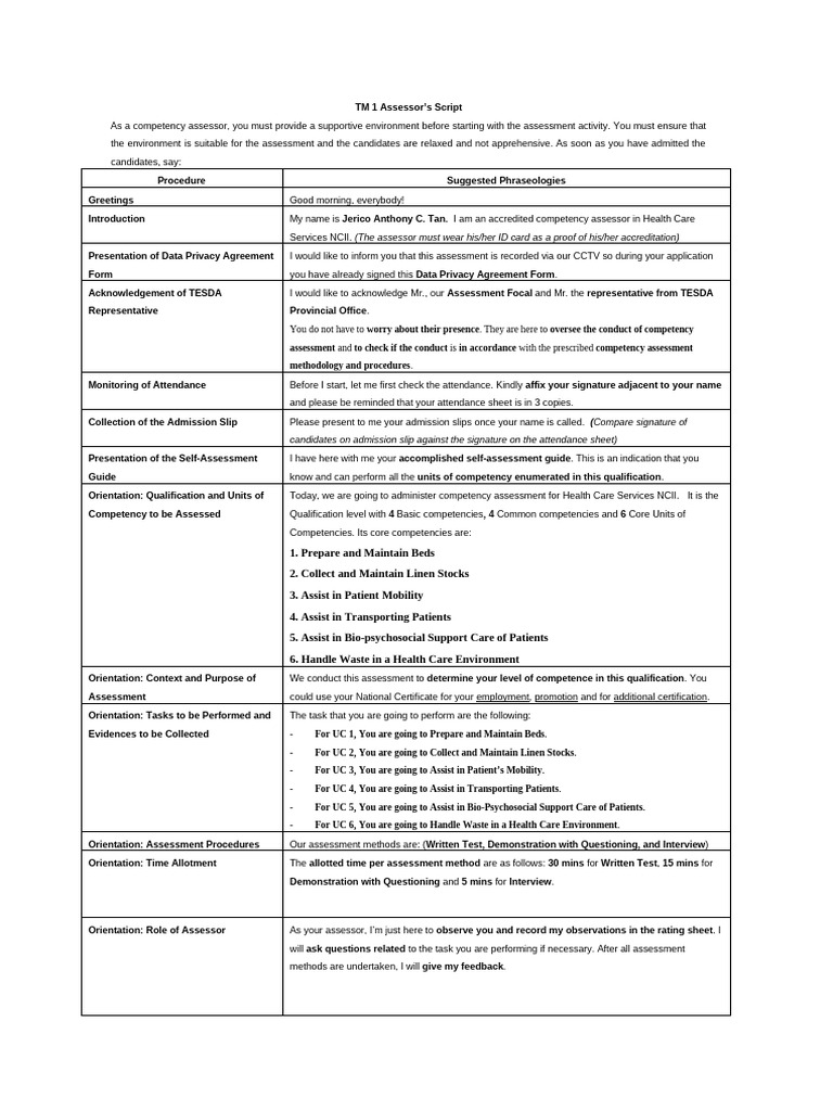 Revised Assessors Script | PDF