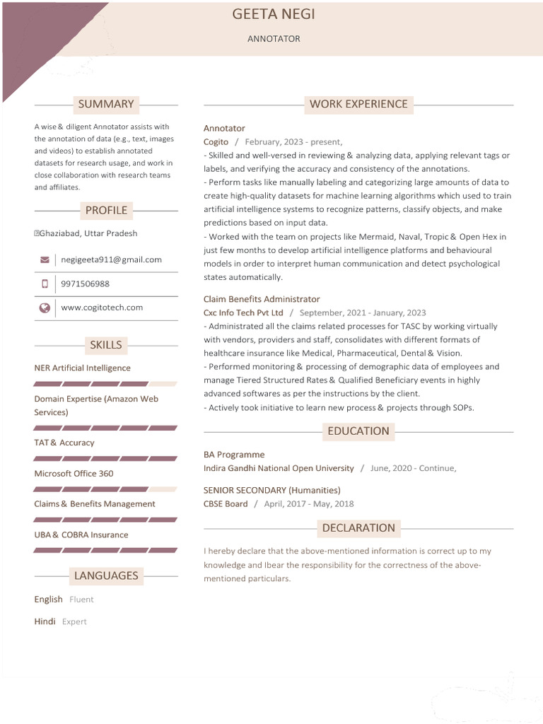 Resume Geeta Negi | PDF