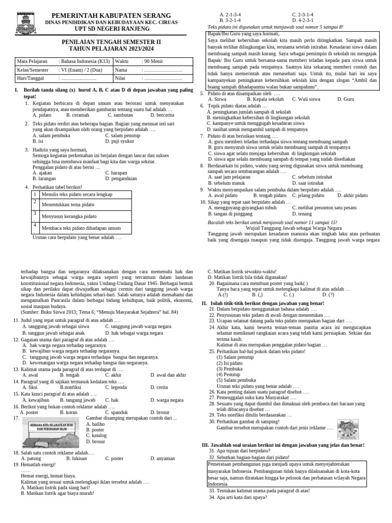 PTS B. Indo SMT 2 | PDF