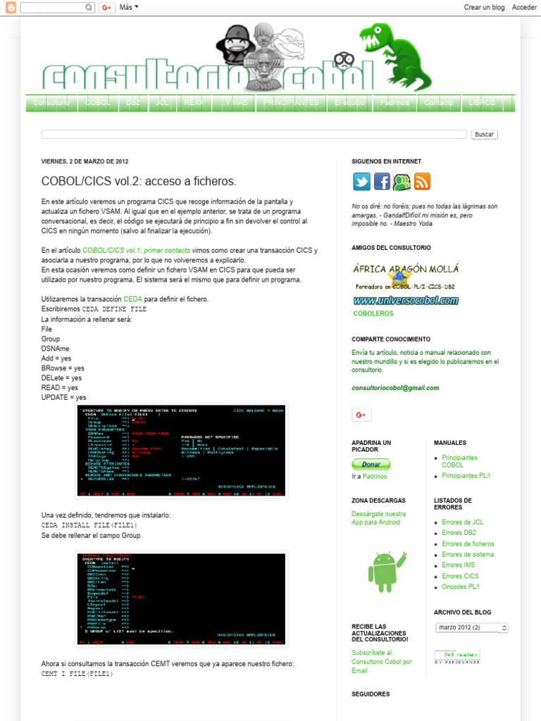 COBOL_CICS vol.2_ acceso a ficheros. - Consultorio Cobol | PDF