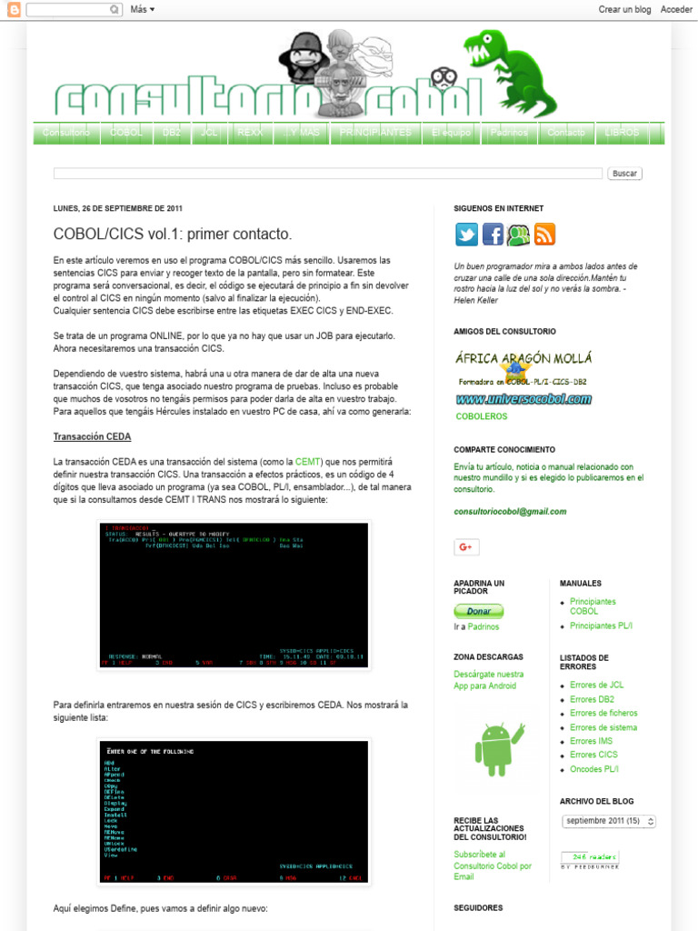 COBOL - CICS Vol.1 - Primer Contacto. - Consultorio Cobol | PDF | Arquitectura de Computadores ...