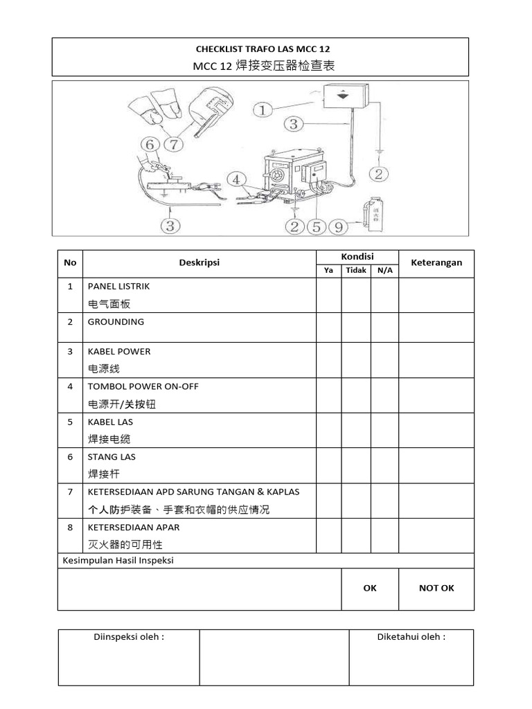 Form Check List Inspeksi Trafo Las | PDF