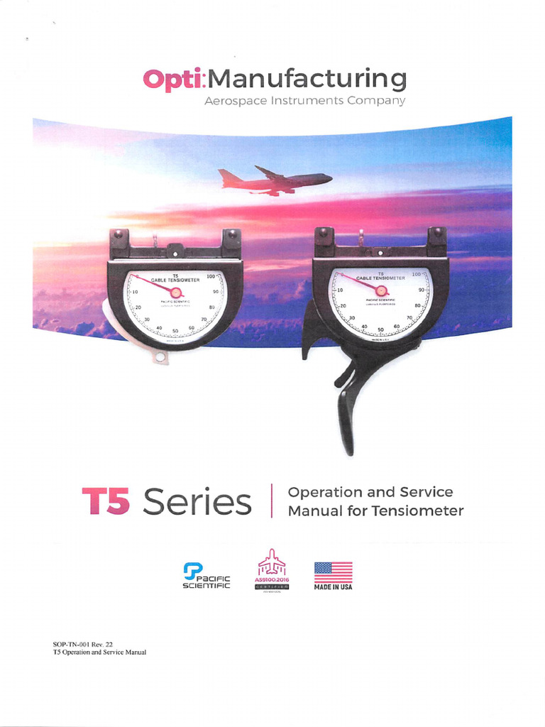 SOP-TN-001 Rev 22 - T5 Cable Tensiometer Service and Parts Manual | PDF