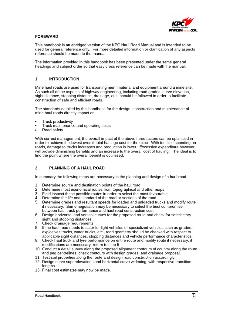Haul Road Manual KPC | PDF