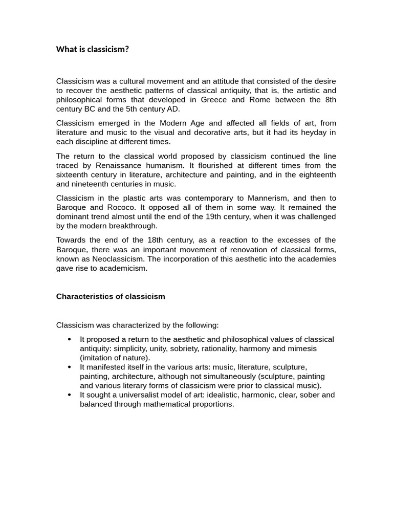 What Is Classicism | PDF