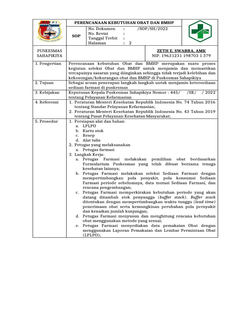 Contoh Format Sop | PDF