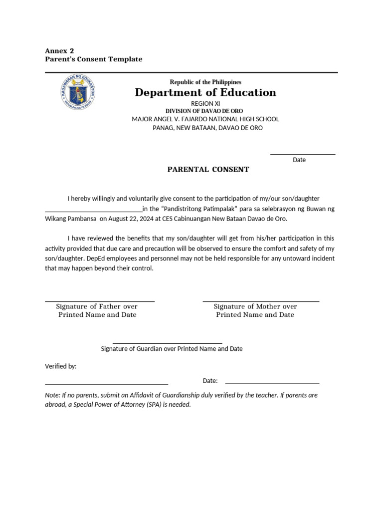 CONSENT-FORM FOR BUWAN NG WIKA | PDF