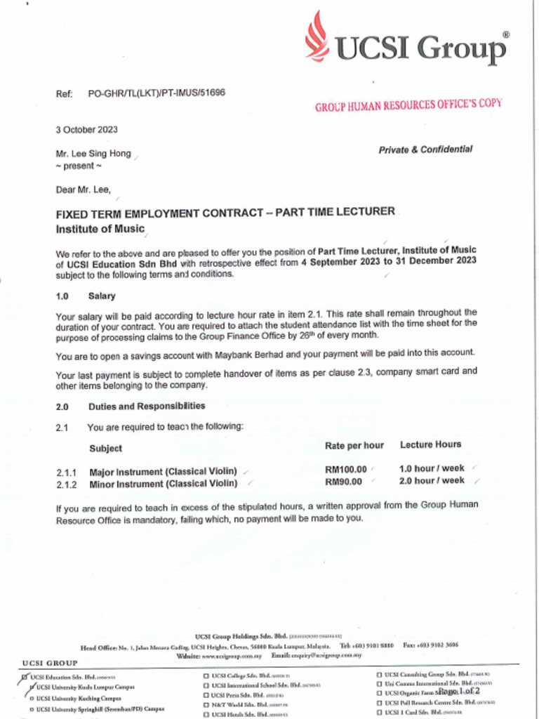 Ucsi Contract Signed | PDF