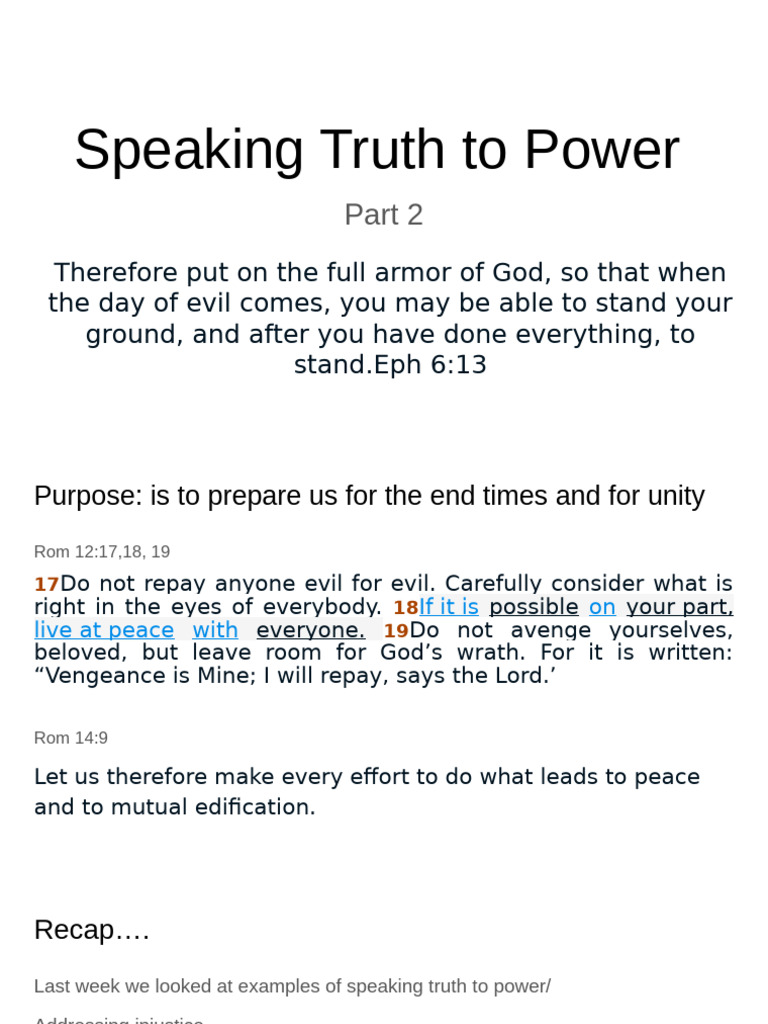 Speaking Truth To Power - PT 2 | PDF