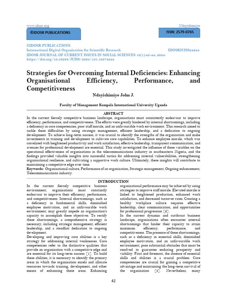 Strategies For Overcoming Internal Deficiencies: Enhancing ...
