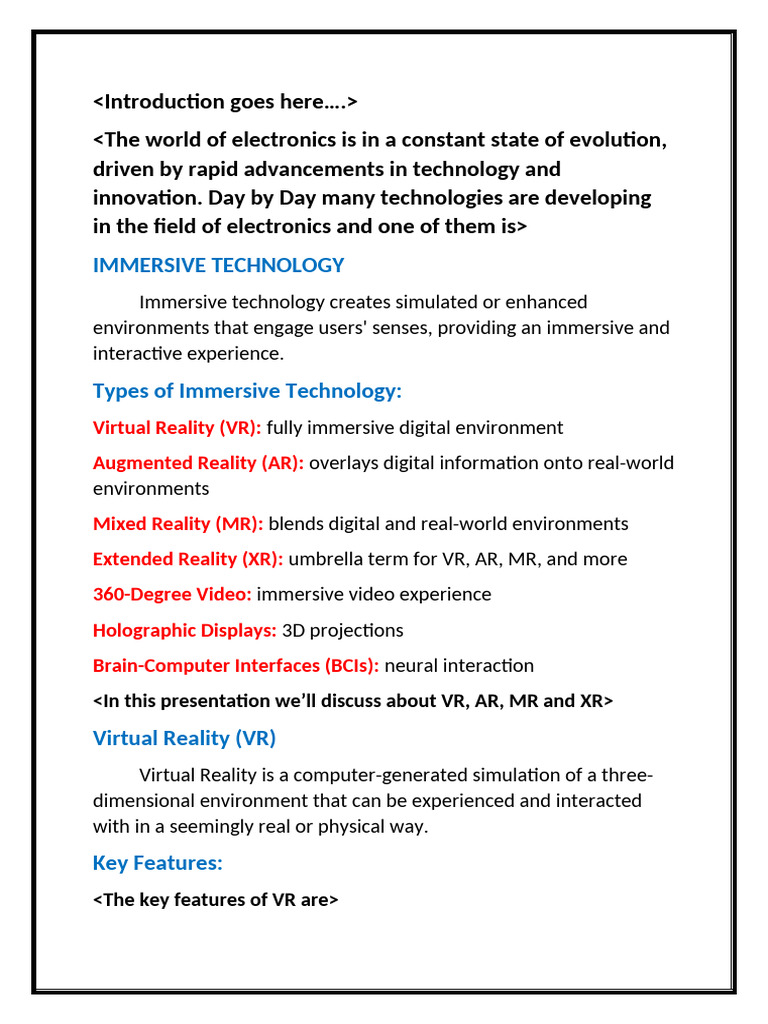 Immersive Technology | PDF