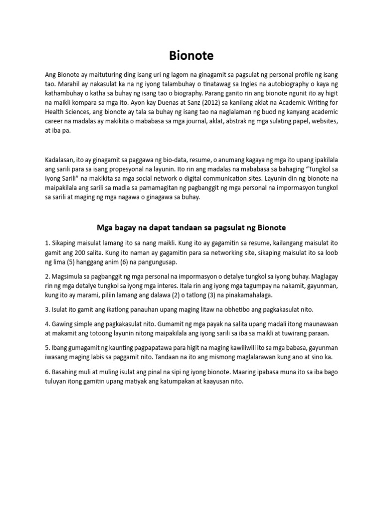 Bionote | PDF