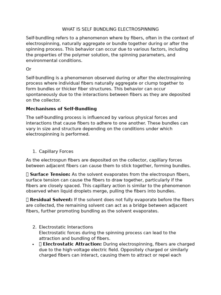 Self Bundling Electrospinning | PDF | Polymers | Science & Mathematics
