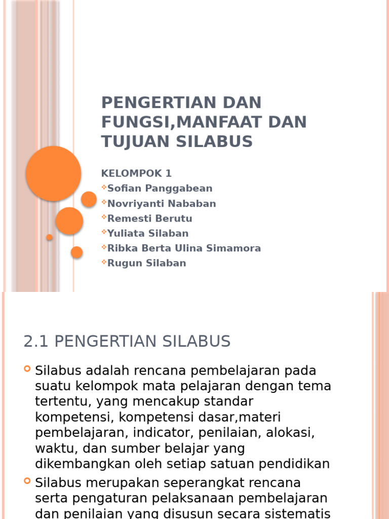 Pengertian Dan Fungsi, Manfaat Dan Tujuan Silabus | PDF