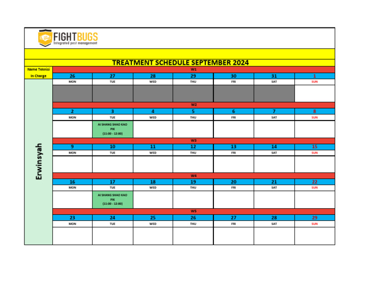 Schedule Ai Shang Shao Kao - Pik - Per September 2024 | PDF