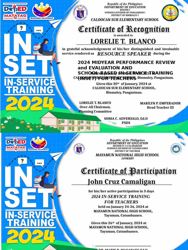 Final Na Talaga 2024 INSET Certificate For Participants and ...