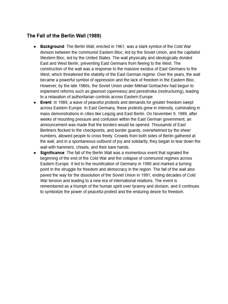 The Fall of The Berlin Wall (1989) | PDF