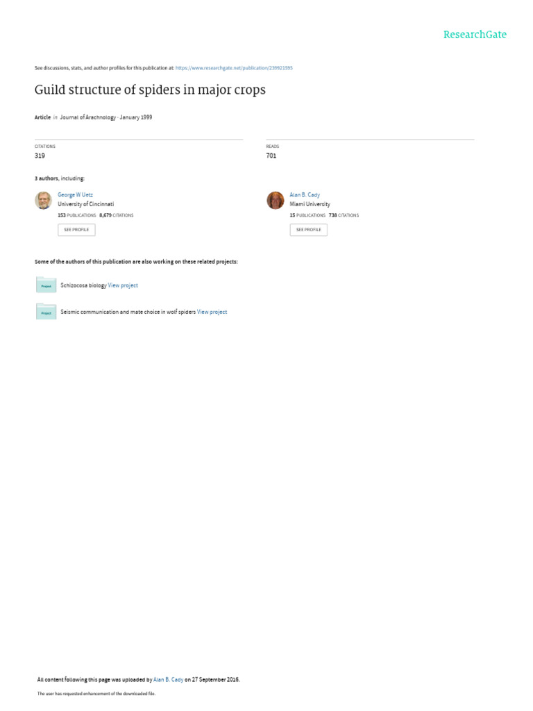 Guild Structure of Spiders | PDF