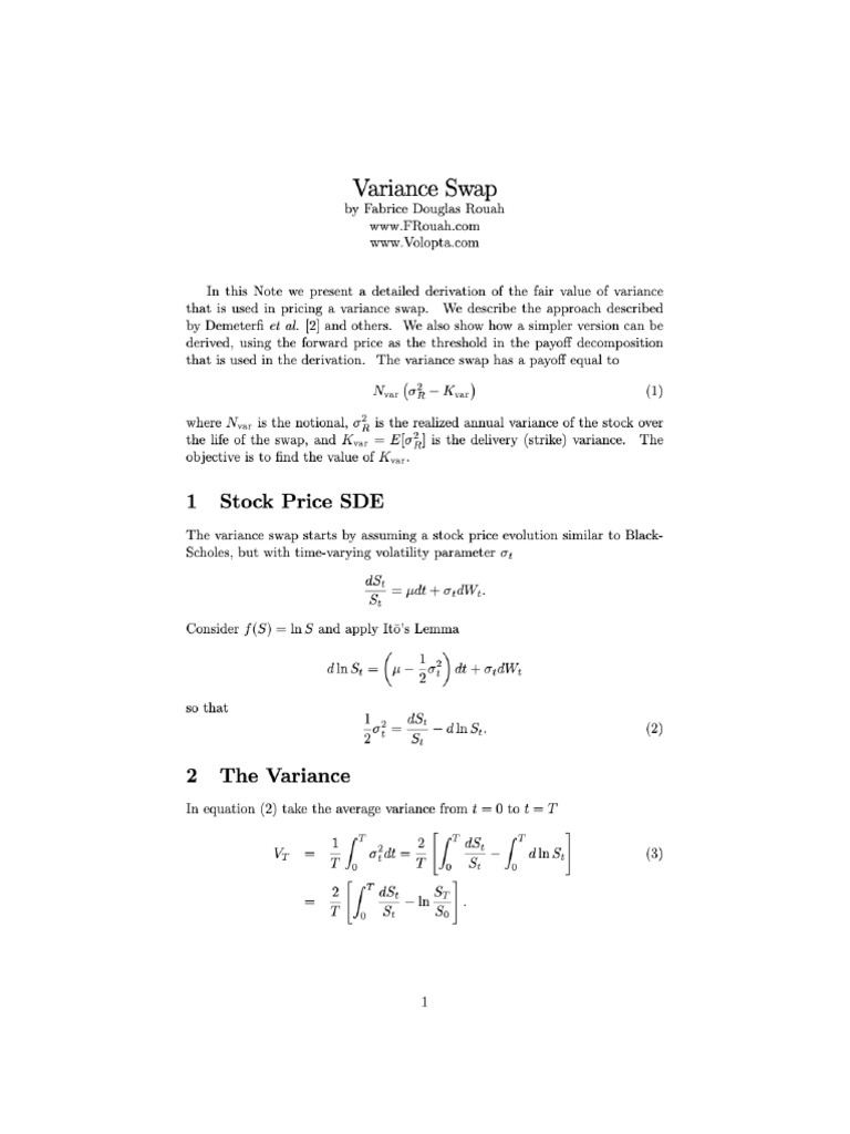 Variance Swap With Heston Model | PDF