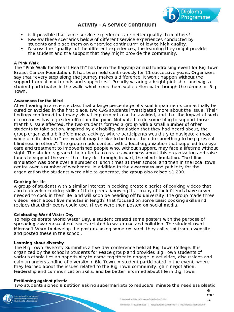 CAS Service Analysis - A Service Continuum | PDF