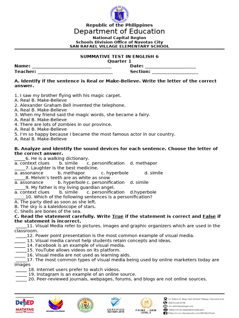 Summative Test - q1 | PDF