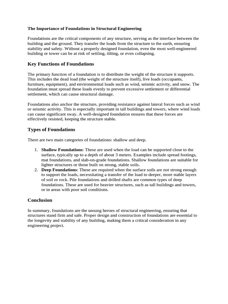 Functions of Foundations in Buildings | PDF