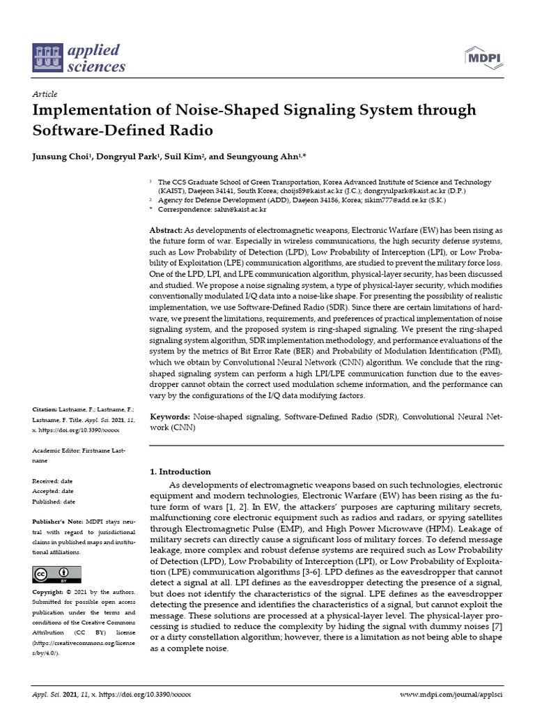 Implementation of Noise-Shaped Signaling System Through Software ...