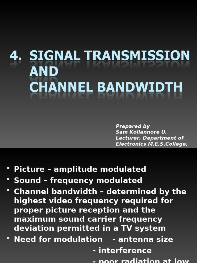 Signal Transmission & Channel Bandwidth | PDF