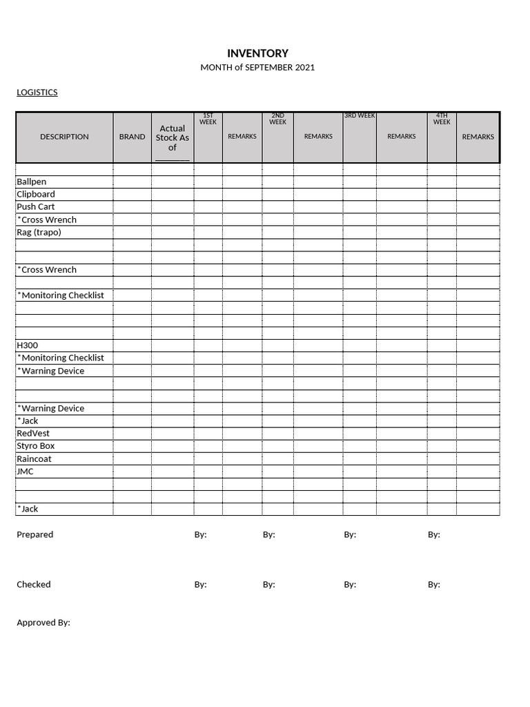 Inventory Form | PDF
