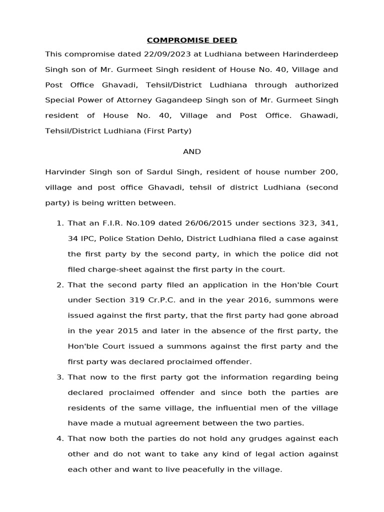 Harinderdeep Singh Compromise Translation | PDF
