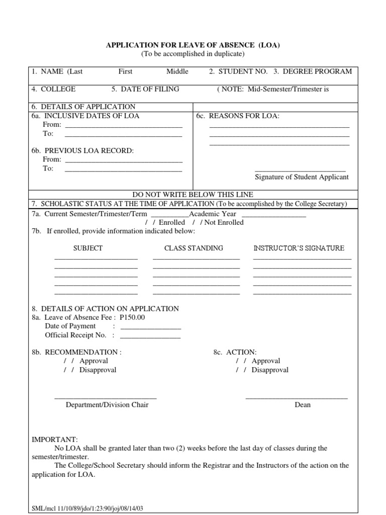 FORM Graduate Application For LOA 1 | PDF | Academic Term | Academia
