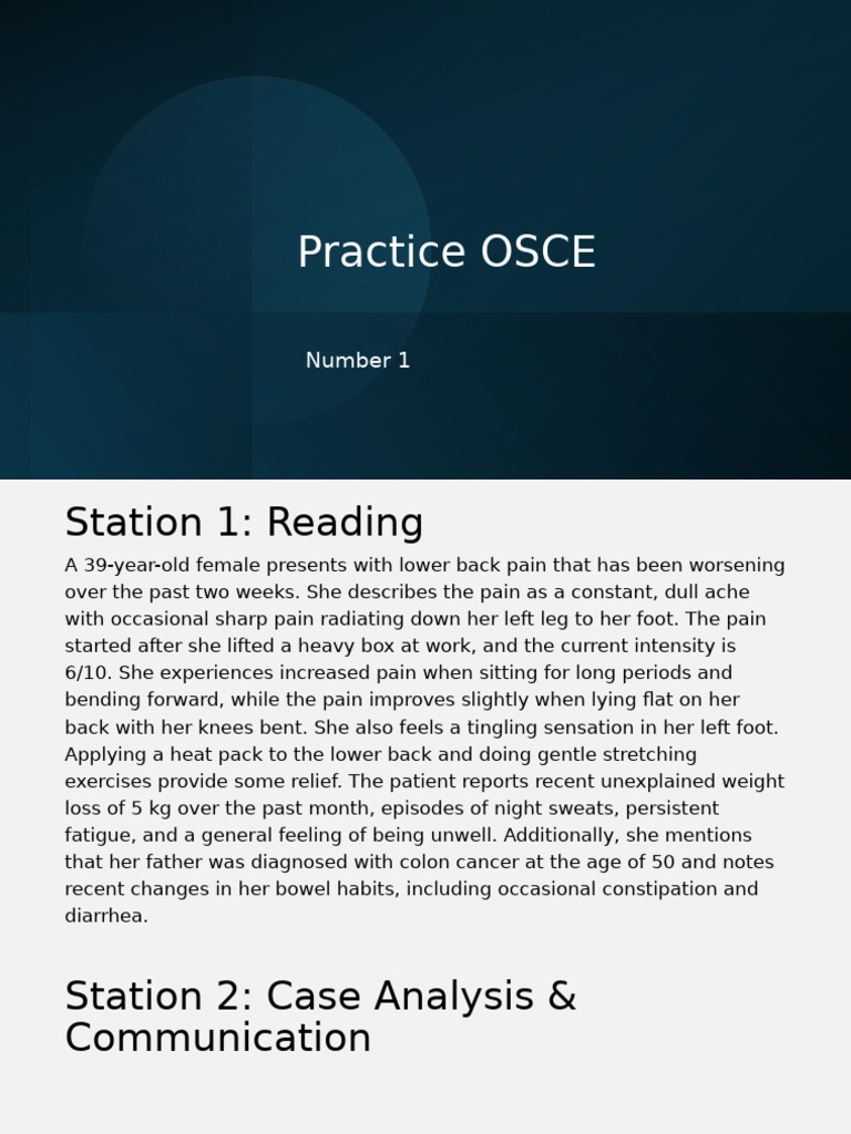 Practice OSCE 1 | PDF