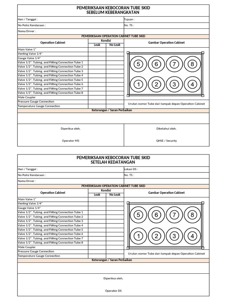 Form Pemeriksaan Kebocoran TS | PDF