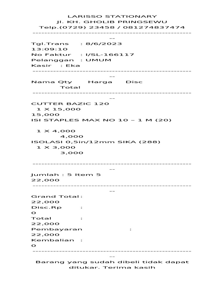 Struk Printer Thermal | PDF