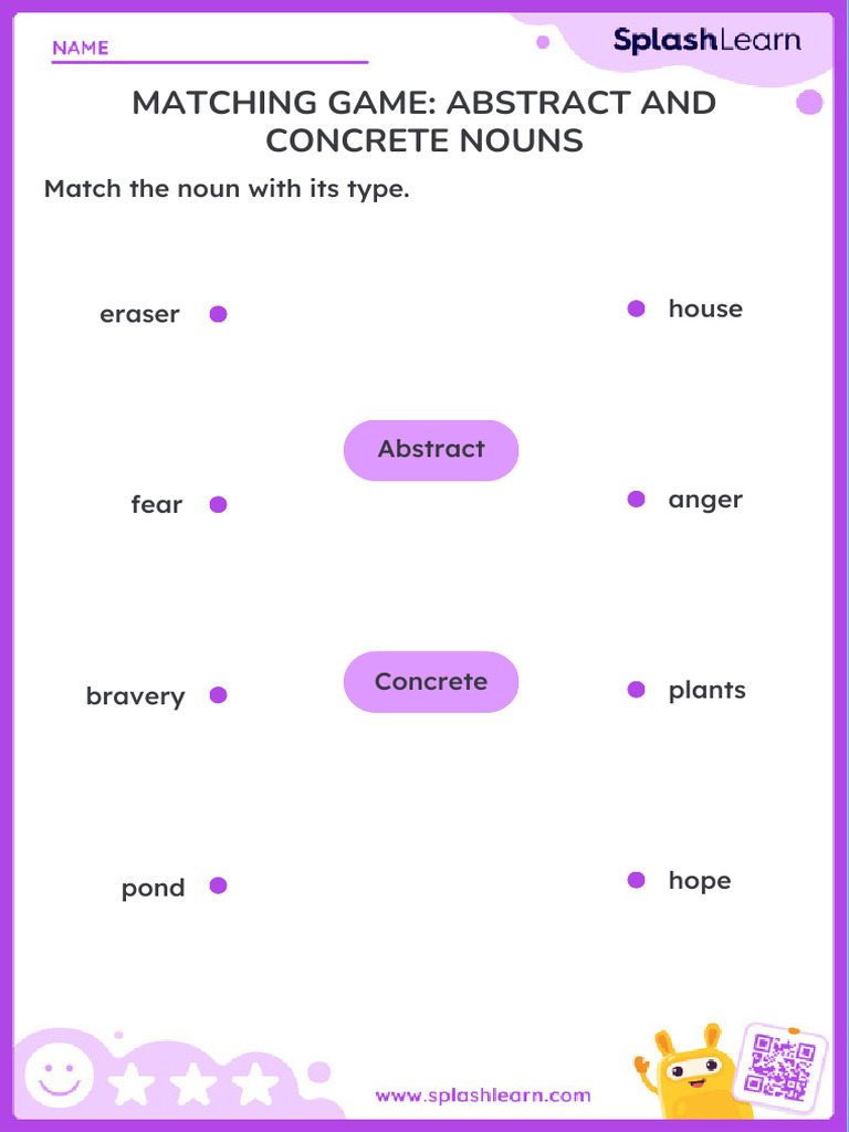 Matching Game - Abstract and Concrete Nouns - Worksheet | PDF