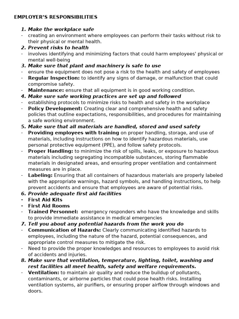 Employers Responsibilities | PDF