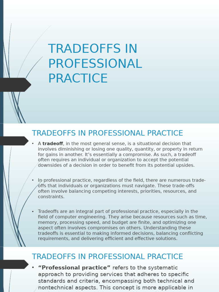 Tradeoffs in Professional Practice | PDF