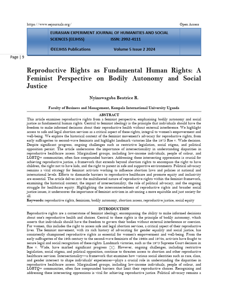 Reproductive Rights As Fundamental Human Rights: A Feminist Perspective ...