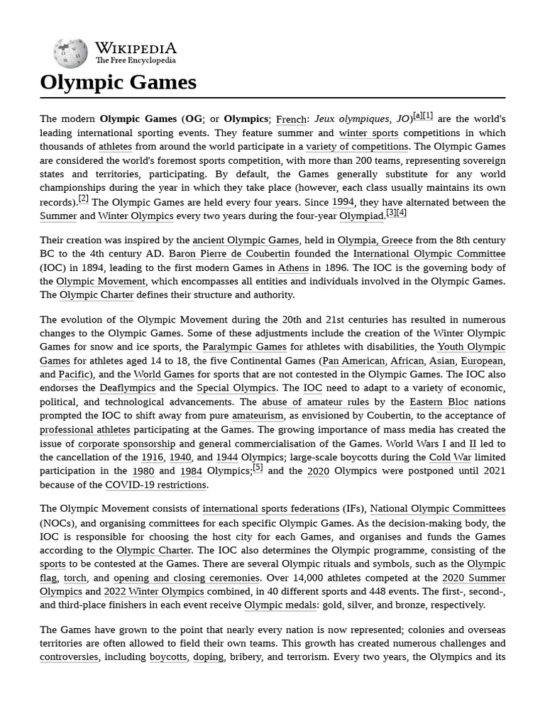 Olympic Games | PDF | Olympic Games | Paralympic Games