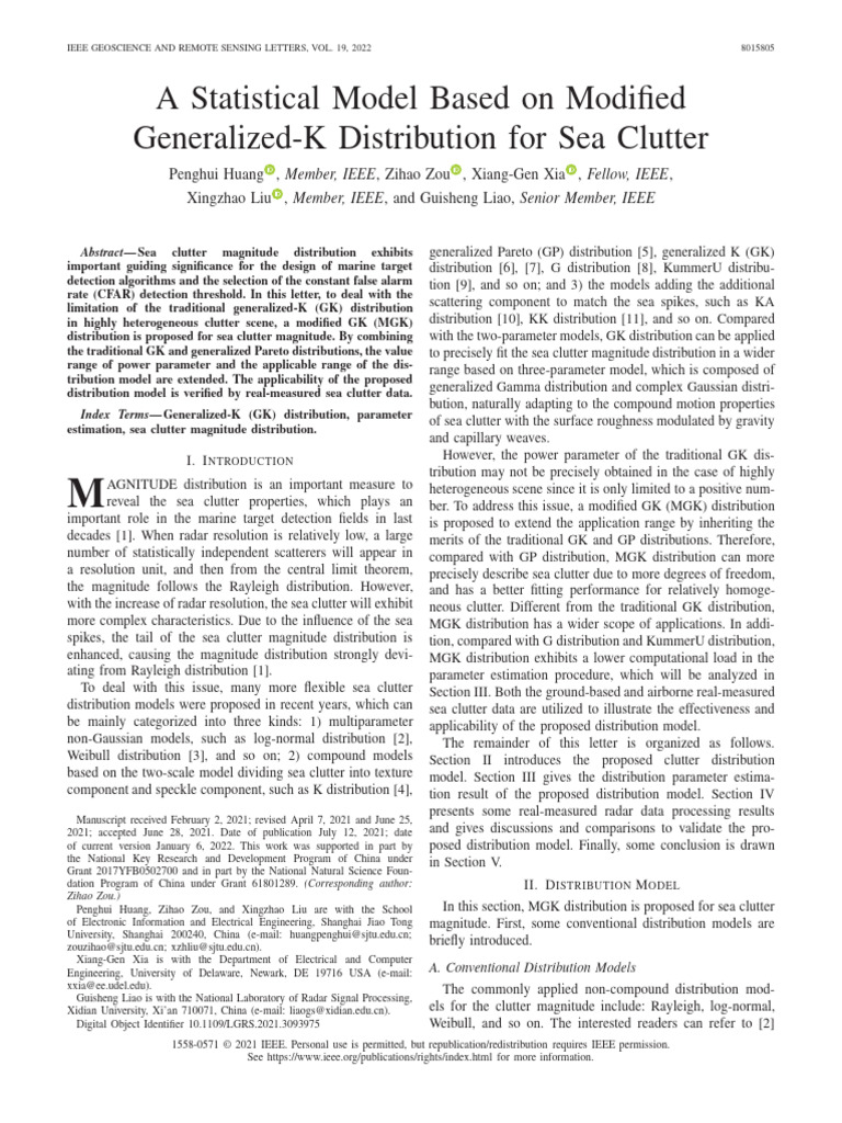 A Statistical Model Based On Modified Generalized-K Distribution For ...