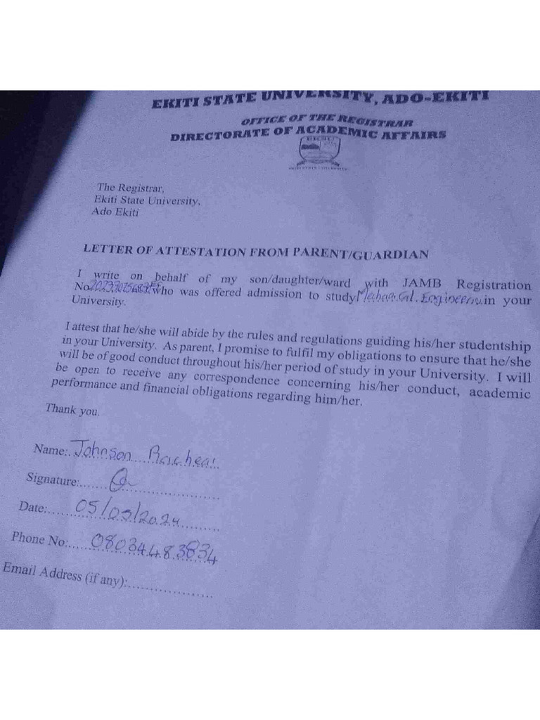 Parent Attestation Letter | PDF