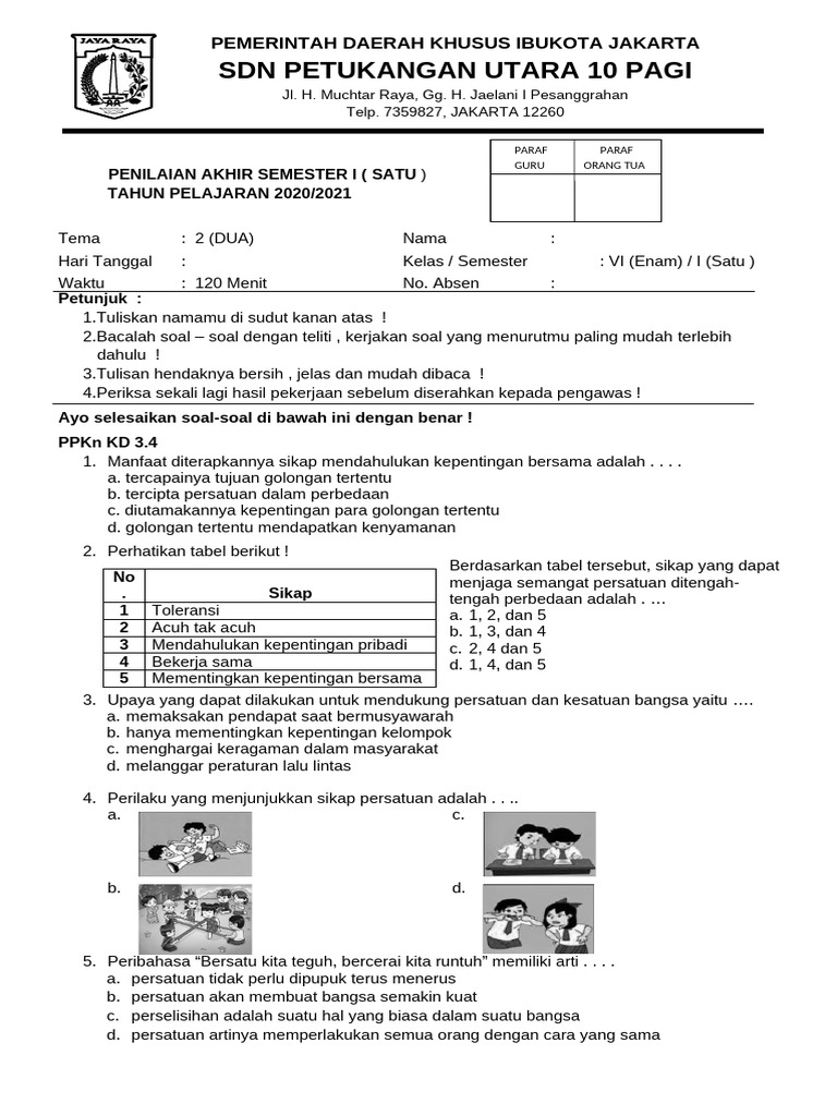 soal PAS tema 2 | PDF
