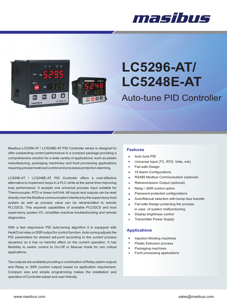 Masibus LC5296-AT PID Controller Overview | PDF | Programmable Logic ...