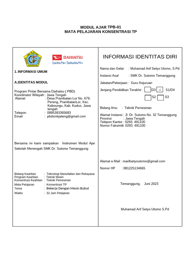 Modul Ajar TPB-01 | PDF