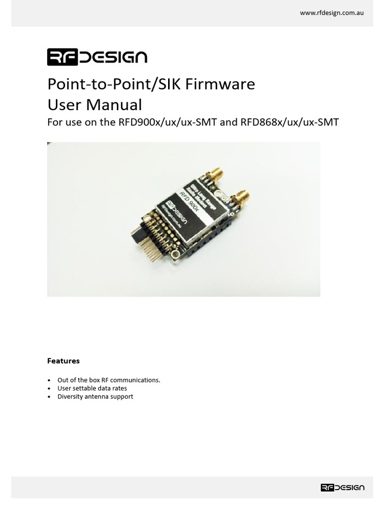 RFD900x Peer To Peer V3.X User Manual V1.4 | PDF